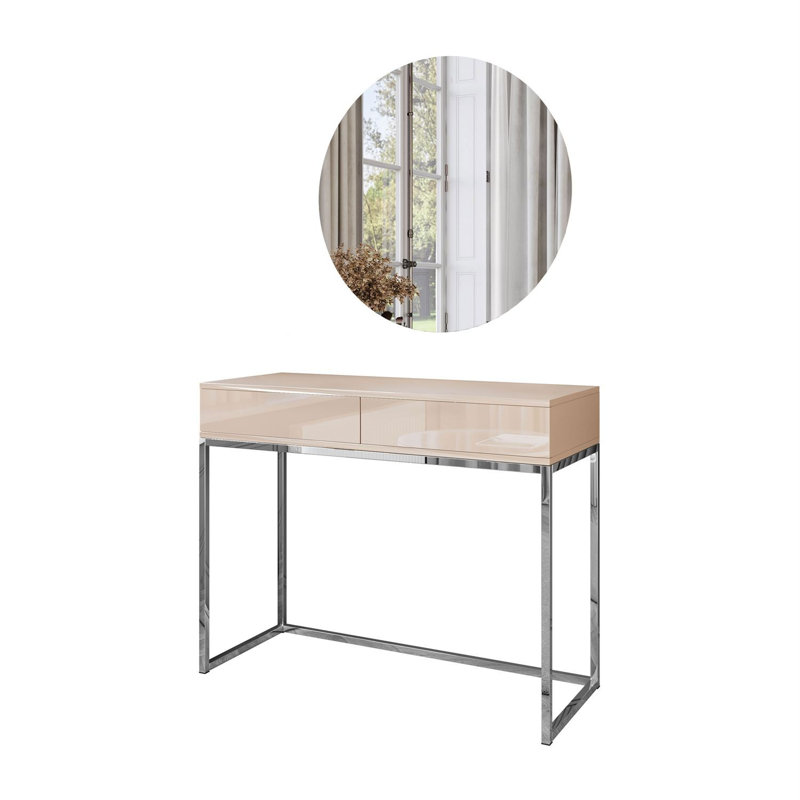 Metro Lane BLANCO GLAMOUR Cashmere Dressing Table with Chrome Frame and LED Mirror | Wayfair.co.uk